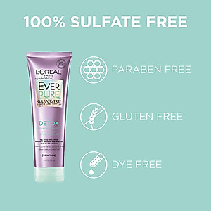 L'Oreal Paris EverPure Scalp Care + Detox Sulfate Free Shampoo for Color-Treated Hair, Anti-Dandruff, Invigorates Scalp and Removes excess build-up, Menthol and Neem Leaf Extract, 8.5 Ounce
