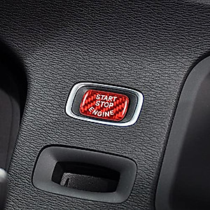 TOMALL Car Engine Start Button Cover Trim Compatible with Volvo XC60 S60 S80 Push Start Stop Button Ring Emblem Engine Ignition Keyless Cap Sticker for Car Carbon Fiber Interior Accessories Red Decor