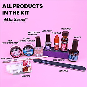 Mia Secret Acrylic Nail Kit/set For beginners - Nails Kit With Pink Acrylic Powder and Clear Acrylic Powder With Everything - Starter Kit de Uñas Acrilicas Mia Secret - Kit de Uñas Mia Secret Completo