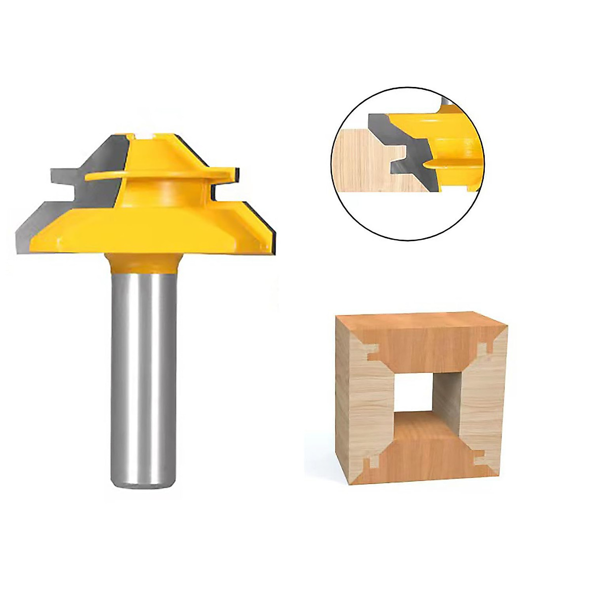 TOTOWOOD 45 Degree Lock Miter Router Bit 3-Piece Set, for 31/64", 3/4"，1"，Cutting Height, 1/2 Inch Shank.Woodworking Tools Joint Router Bits 3PCS 1/2 Shank)