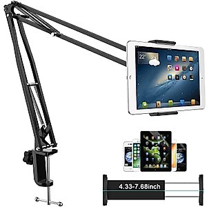 Tablet Bed Desk Holder for 4-13" Device, woleyi 360° Flexible Long Arm Mount Clamp, Adjustable Lazy Stand for iPad 12.9 10.5 9.7 iPad Mini Air 4 3 2, Nintendo Switch, Xbox, E-Reader, iPhone, Phone etc