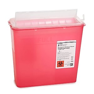 McKesson Prevent Sharps Container for Home Use, 5 Quart - for Biohazard Infectious Waste, Needle and Syringe Disposal - Translucent, Touchless Lid - Red, 20 Count