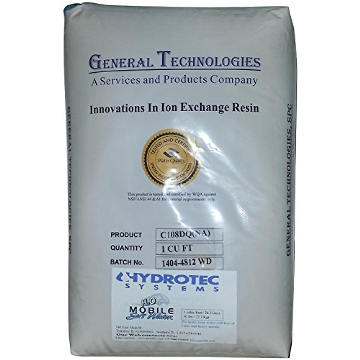 HydroTec Systems Cation Sodium (NA+) Form One (1) Cubic Foot, 50 lbs, Single Bag, Water Softener Ion-Exchange Resin 8% Crosslinked, Gold Black