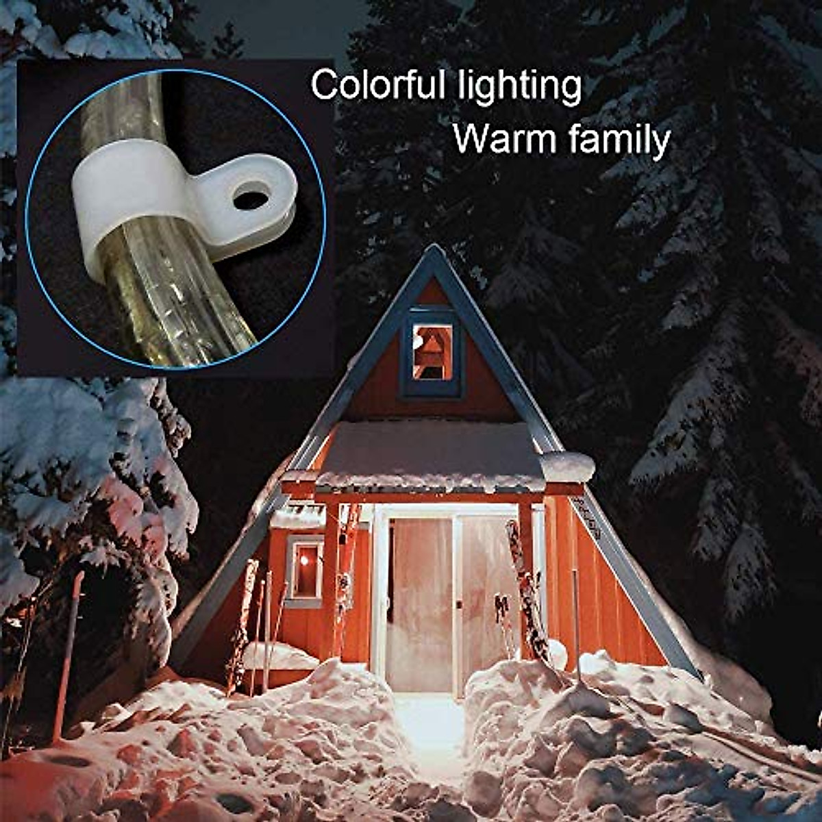 50 Pack 1/2 inch Rope Light P-Style Mounting Clips with Stainless Steel Screws, Cable Clip Wire Clamp for Wire Management