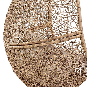 Modway Encase Outdoor Patio Rattan Swing Chair in Cappuccino Beige