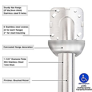 Bathroom Grab Bars Stainless Steel Handrail ADA Compliant 500lbs bathtubs and Showers Toilet Handle Safety for Handicap, Elderly, Disabled, Injury (12 inches)