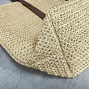 Women Straw Woven Tote Large Beach Handmade Weaving Shoulder Bag Travel Beach Totes Bag Summer Handbag