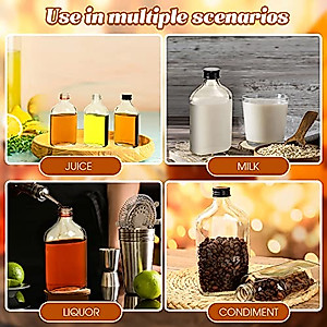 Mini Liquor Bottles Reusable Glass Flask Bottles with Black Caps Clear Empty Alcohol Shot Bottles Small Champagne Bottles DIY Gift for Halloween Birthday Weddings Party Favors (32 Pcs,100 ml)