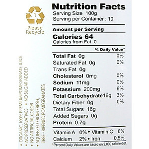 BLUE RIBBON, 100% Pomegranate Juice - USDA Organic Certified - Glass Bottle (2 Pack) No Sugar, No Artificial Colors, No Preservatives, No Flavors Added