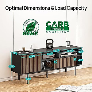 TV Stand, Wood Entertainment Center with Storage Shelves Cabinet, 59" Mid Century Modern Television Stand for up to 65", TV Console Table for Bedroom, Living Room