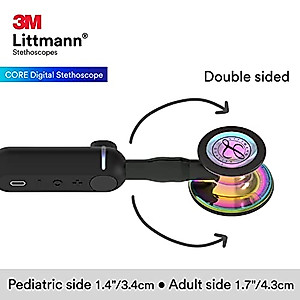 3M™ Littmann® CORE Digital Stethoscope, 8570, High Polish Rainbow Chestpiece, Black Tube, Black Stem and Headset, 27 inch