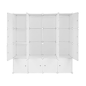 Customizable Modular Closet Organizer Stackable Shelves, Hanging Rod, and Multifunctional Design with White Doors