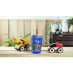 Zak Designs Kelso Tumbler 2pc Set, Leak-Proof Screw-On Lid with Straw Made of Durable Plastic and Silicone, Perfect Bundle for Kids, 2 Count (Pack of 1), PJ Masks Catboy Owlette Gekko