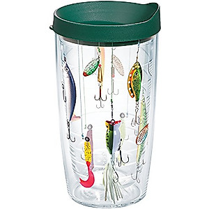 Tervis Fishing Lures Made in USA Double Walled Insulated Tumbler Travel Cup Keeps Drinks Cold & Hot, 16oz, Classic