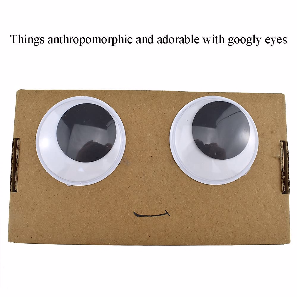 AOLDHYY Yuyuvan Wiggle Googly Eyes with Self Adhesive 50mm Sticker Sturdy Peel Off Cleanly No Glue Needed Decorate Vivid Effect for DIY Craft Fun Plastic Black and White Multi Sizes 10pcs