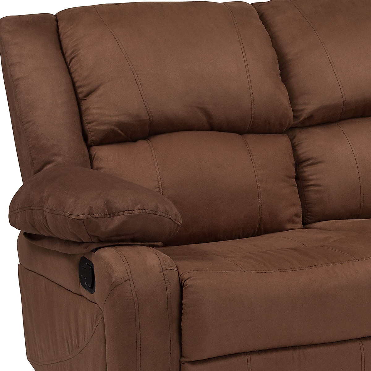 EMMA + OLIVER Brown LeatherSoft Loveseat with Two Built-in Recliners