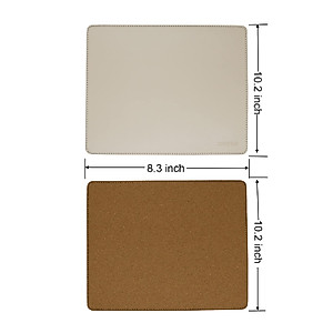 KINOPREV Leather Mouse Pad - Wood Mouse Pad with Stitched Edge,PU Non-Slip Mouse Pad,Double Side Mousepad,Waterproof Gaming Mouse Pad for Computers,Laptop,Office & Home,10.2" x 8.3",1 Pack (Beige)
