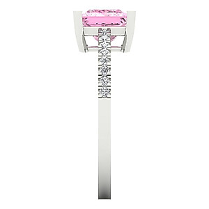 Clara Pucci 1.66 ct Princess Cut Solitaire with Accent Pink Simulated Diamond Engagement Promise Anniversary Bridal Ring 14k White Gold 6