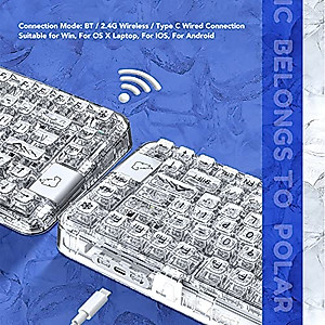 Acogedor 80 Keys Mechanical Gaming Keyboard with Transparent Case, Type C Wired, for Bluetooth and 2.4GHz Wireless Connection, Gasket Structure, for Win, for OS X, for iOS, for Android