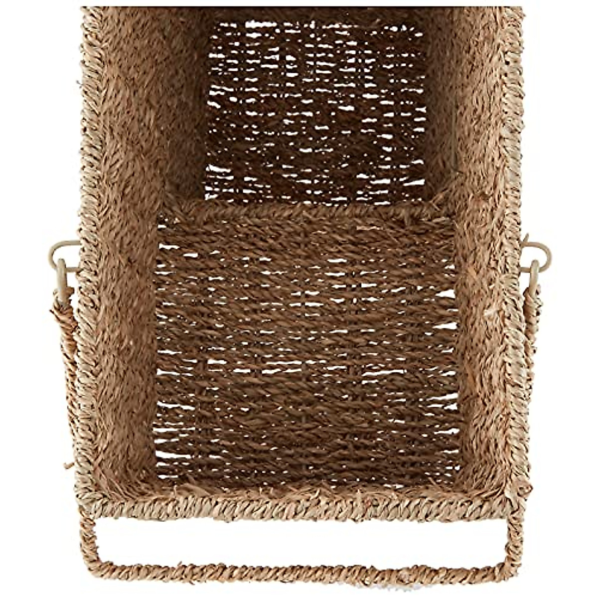 15" Water Hyacinth Storage Stair Basket With Handles by Trademark Innovations (Natural)