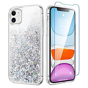 Caka Case for iPhone 11 Glitter Case for Girls Women Liquid Bling Sparkle Luxury Fashion Flowing Floating Shining Glitter Quicksand Soft TPU Clear Cute Phone Case for iPhone 11 (Silver)