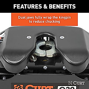 CURT 16636 Q20 5th Wheel Slider Hitch with Base Rails for Short Bed Trucks, Carbide Black, 20,000 lbs