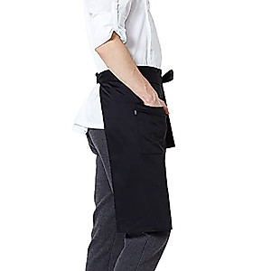 BE THE CHEF 2Pack 1 Pocket 4-Color Waist Apron for Chef, Restaurant, Pub, Cafe, Waiter, Waitress, Server (Black)