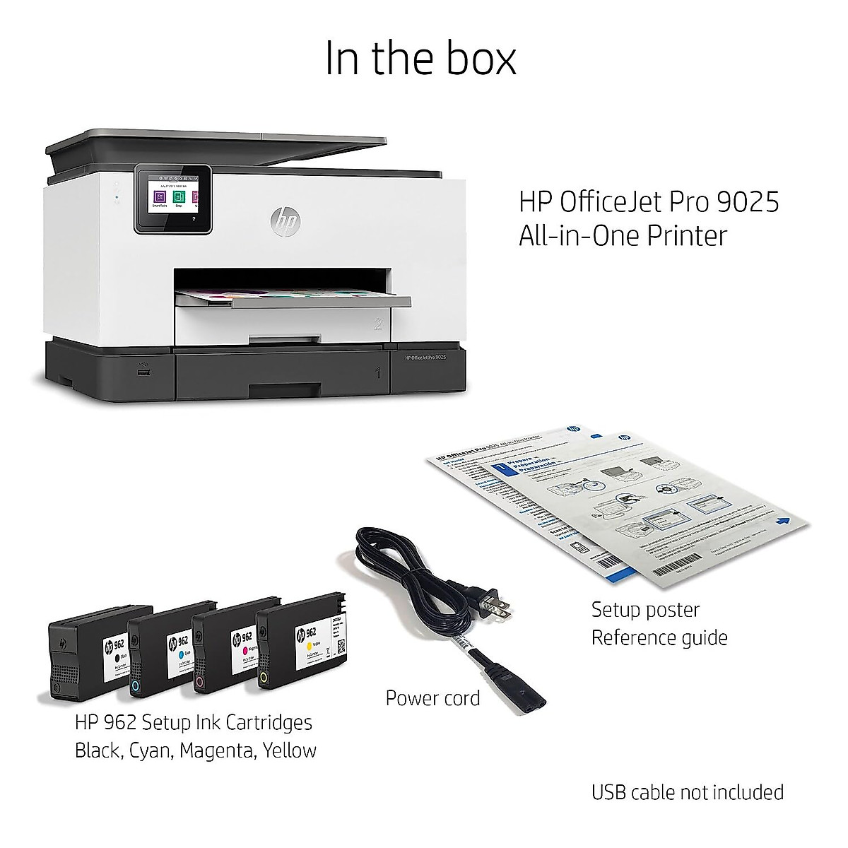 HP OfficeJet Pro 9025 All-in-One Wireless Color Printer, Single-pass (Automatic) Document Feeder & Two Paper Trays, Smart Home Office Productivity, Instant Ink, Works with Alexa (1MR66A)