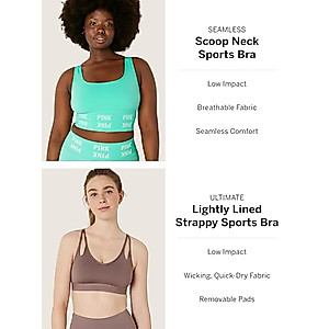 Victoria's Secret Pink Seamless Sports Bra, Low Impact Bras for Women, High Neck, Athletic, Black (XL)