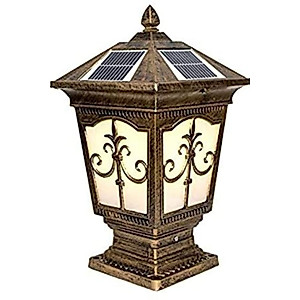 Tbrand Classical Outdoor Solar Column Light, Large Column Light to Show The Noble Identity, Automatic Lighting,Waterproof Design, Suitable for Patio, Garden, Villa, Wall Courtyard.