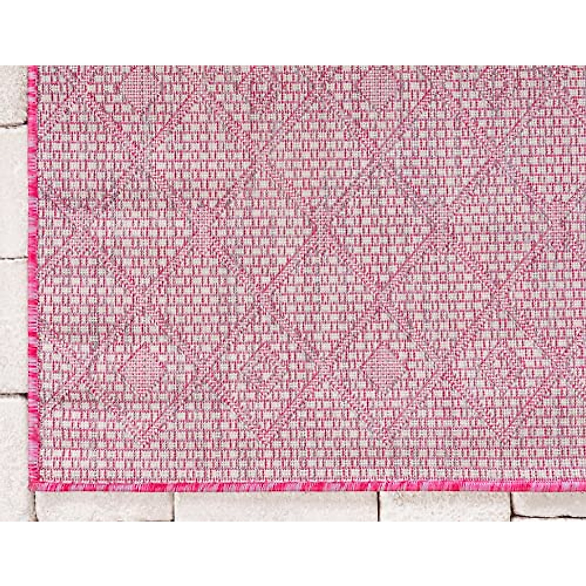 Unique Loom Outdoor Trellis Collection Area Rug - Tribal Trellis (4' 1" x 6' 1" Rectangle, Fuschia/ Gray)