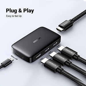 UGREEN HDMI Switch 3 in 1 Out 4K HDMI Splitter, HDMI Switch with Remote Supports HDR CEC 3D HDCP1.4 HDMI 3 Port Box Hub 4K 30Hz, Compatible with PS5 PS4 Xbox Fire Stick Roku Apple TV PC
