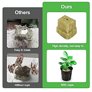 72 Sets Rockwool Cubes and Net Pots, 1.2 * 1.2 * 1.5 inch Rock Wool 72 Plugs & 72-Pack 2inch Net Cups for Hydroponics Growing Systemm, Garden Tower Supplies