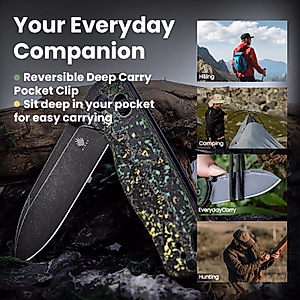 Kizer Drop Bear Pocket Knife, Folding Knife, 2.97" 20CV Steel Blade, Fatcarbon Carbon Fibre Handle, Folding Pocket Knife, EDC knife, Ki3619A1