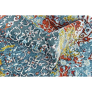 Unique Loom Baracoa Collection Area Rug-Alamar, 5' 5" x 8' Rectangle, Blue/Olive