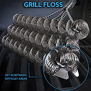 Kona Safe/Clean Grill Brush and Flat Scraper - Speed/Scrape Fits Weber Gas Grills, Flat & Round BBQ Grill Grates - Bristle Free Grill Cleaning - 100% Rust Resistant Stainless Steel