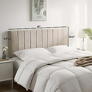 Upholstered Queen Headboard - Easy Assemble Channel Stitched Headboard Queen Size - Wall Mounted Headboard with 3D Soundproof Wall Panels Peel & Stick Floating Headboards for Queen Size Bed - Beige