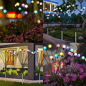 GARPER Solar Garden Lights – High Flexibility Starburst Swaying Lights - Upgraded 2 Modes Solar Lights Outdoor Waterproof, Color Changing Solar Firefly Lights for Yard Pathway Patio Garden Decoration