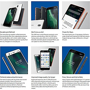 Nokia 2 - Android - 8GB - Single SIM Unlocked Smartphone (AT&T/T-Mobile/MetroPCS/Cricket/H2O) - 5" Screen - Black - U.S. Warranty