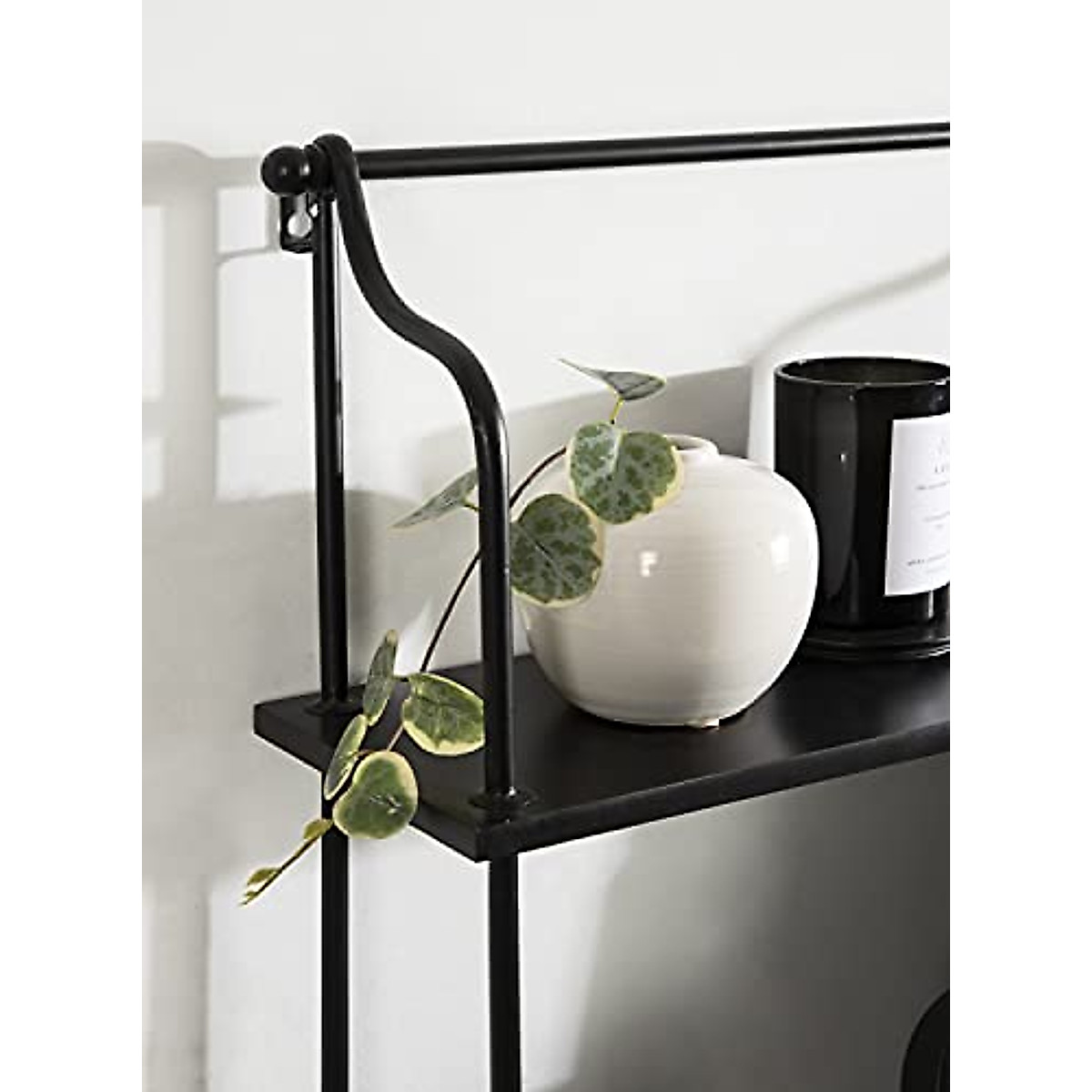 Kate and Laurel Walters Modern 3-Tier Hanging Shelf, 21 x 32, Black, Decorating Wall Mounted Storage Shelf for Wall