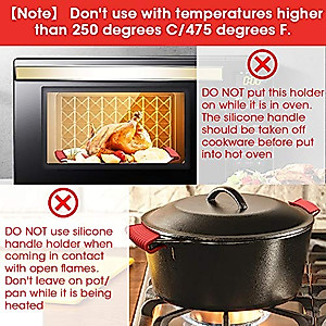 OMGREI Silicone Assist Hot Pan Handle Holder Hot Skillet Handle Covers Pot Holder Sleeve Cast Iron Skillets Nonslip Heat Resistant for Enameled Griddles Casserole Frying Pans Cookware(4PACK) (Red)