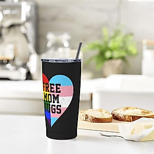 QIANGLAI LGBTQ-Pride-Awareness-Free-Ally-Hugs Stainless Steel Insulated Drinking Sport Cup Coffee Mug 20 Ounce with Lids and Straws