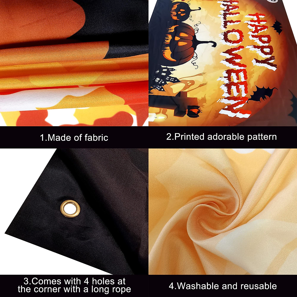 KatchOn, Haunted Happy Halloween Backdrop - XtraLarge, 72x44 Inch | Scary Pumpkin Happy Halloween Banner for Halloween Decorations Outdoor | Halloween Pumpkin Backdrop for Halloween Party Decorations