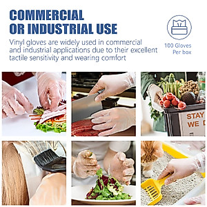 Amozife Clear Vinyl Exam Gloves, 4 Mil Powder & Latex Free Non-Sterile Disposable Gloves for Medical, Cooking, Cleaning, Food Prep, X-Large