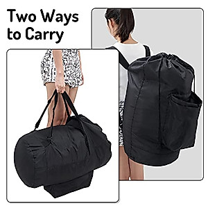 Laundry Bag Backpack for College, Large Laundry Bag with Detergent Holder and Adjustable Shoulder Straps, Durable Clothes Travel Laundry Backpack Hamper Bag Dorm Room Essentials (Black)