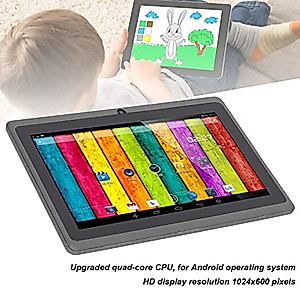 GOWENIC Kids Tablet 7 inch Android Tablet, 8GB ROM 1024x600 Touch Screen Eye Protection Kids Tablet with Quad Core CPU, Support WiFi Bluetooth Dual Camera for Education, Gaming(Black)