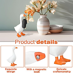 Vercraft 2 Pack Magnetic Goose Key Holder Cute Resin Goose Statue Magnet Kawaii Room Office Table Desk Decor Aesthetic Funny Key Hanging Holder for Home and New Apartment, Unique Housewarming Gifts