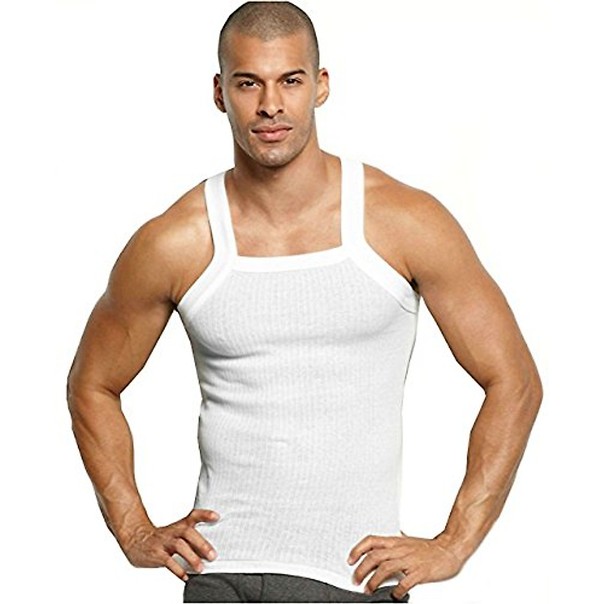 John Son Super Heavy Weight Square Cut Tank Top - 2 Pack (1XL, White)
