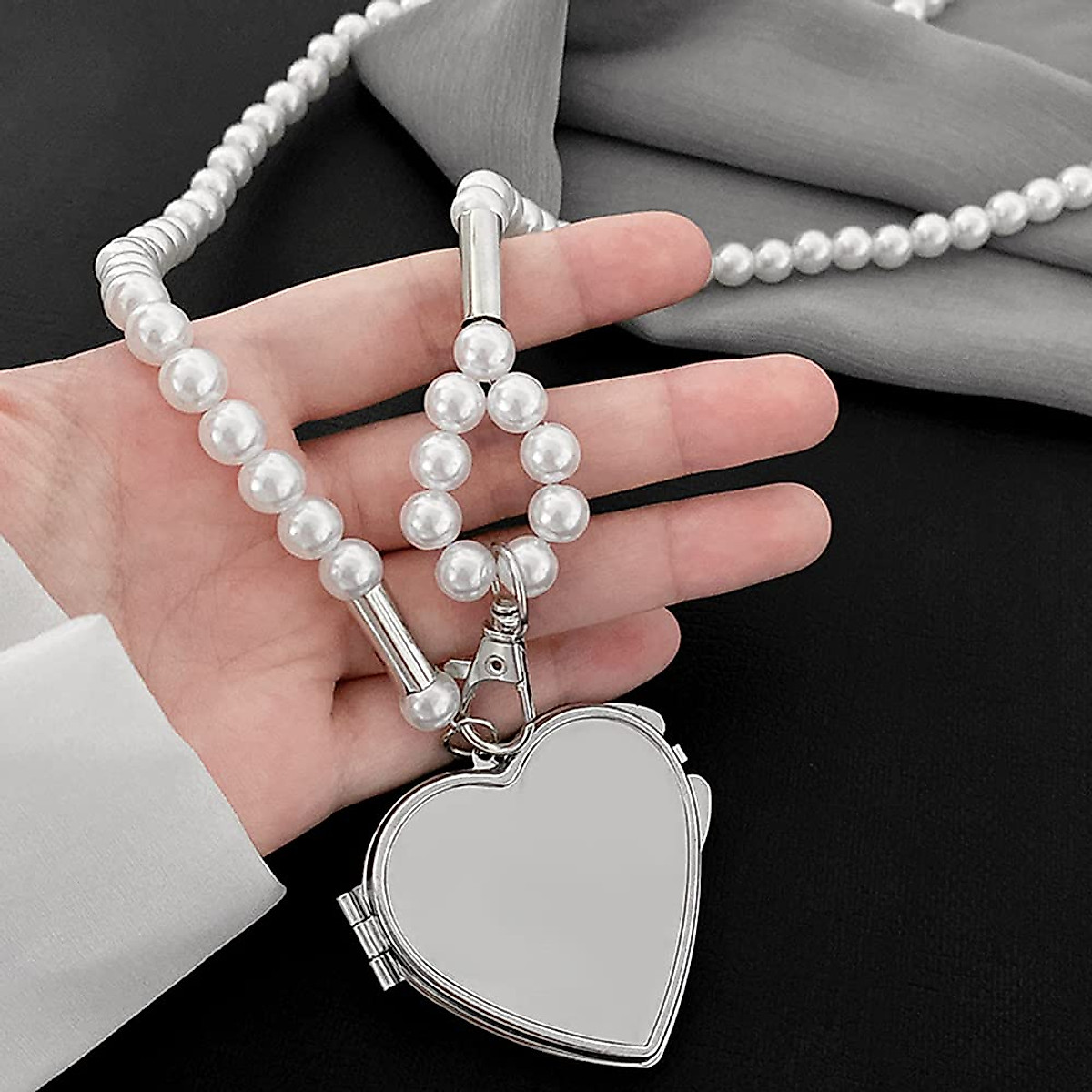 Wiwpar Waist Chain for Women Pearl Dress Belt Stylish Long Pearl Chain for Clothing Heart Mirror Accessories