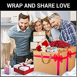 EUSOAR Extra Large Kraft Gift Bags,16"x6"x12" 25 pack Brown Paper Handle Craft Shopping Bags in Bulk, for Retail, Restaurant, Business, Party Favor, Grocery, Boutique, Birthday, Wedding, Baby Shower